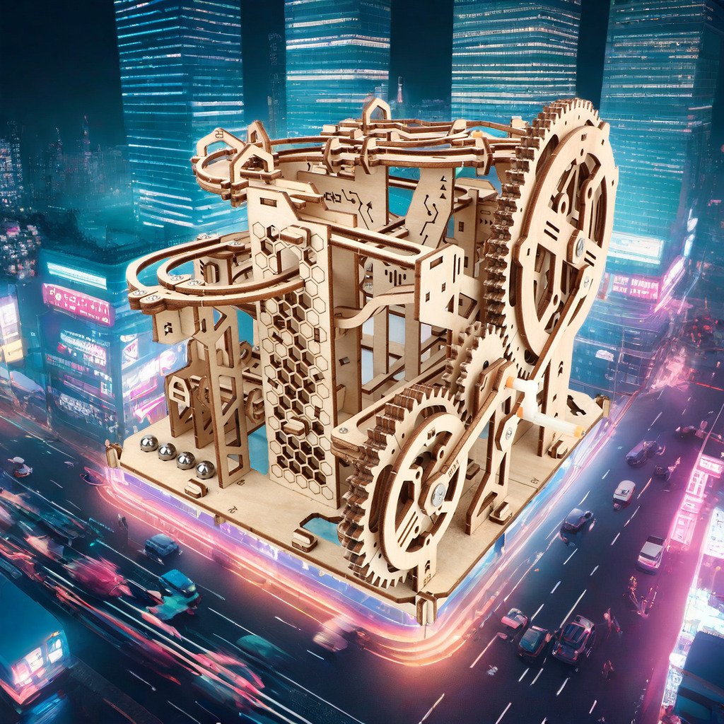 Wooden Mechanical Puzzle Track Model with Realistic Rolling Beads – 3D ...